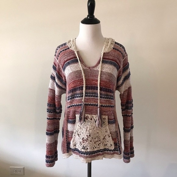 American Rag | Tops | American Rag Long Sleeve Aztec Lace Hooded ...